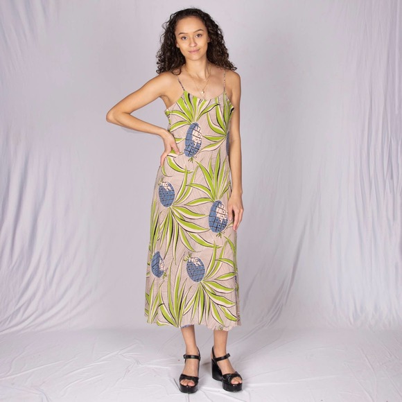 Avanti | Dresses | 9s Silk Avanti Hawaiian Pineapple Dress M Vtg | Poshmark
